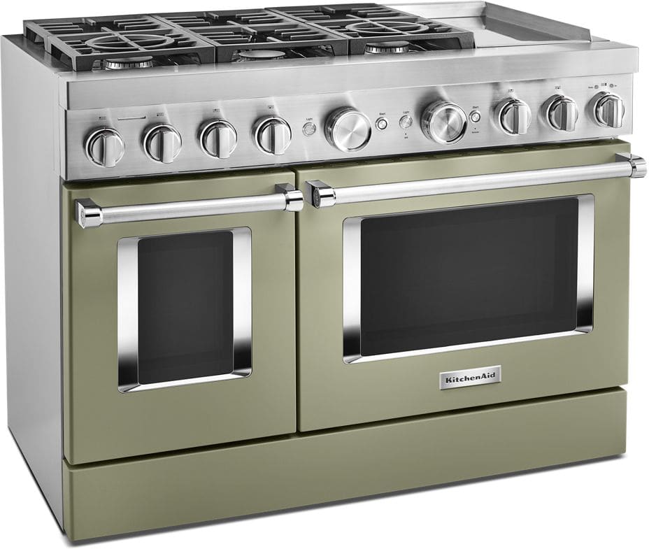 KitchenAid KFDC558JAV 48 Freestanding Dual Fuel Smart Range with 6 ...