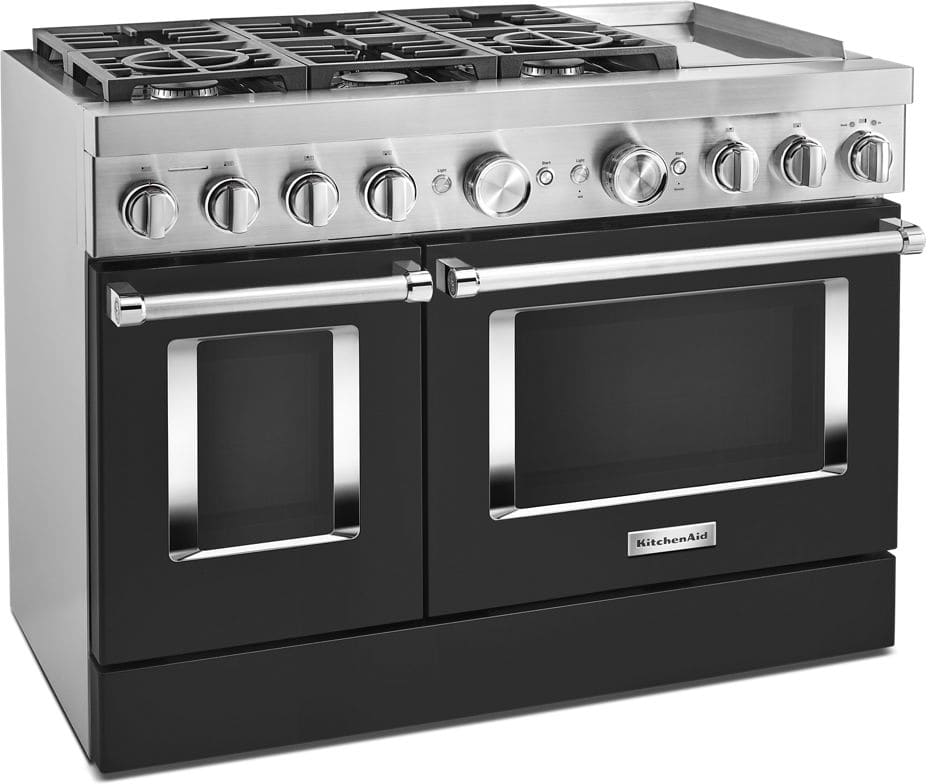 KitchenAid KFDC558JBK 48 Freestanding Dual Fuel Smart Range with 6 ...
