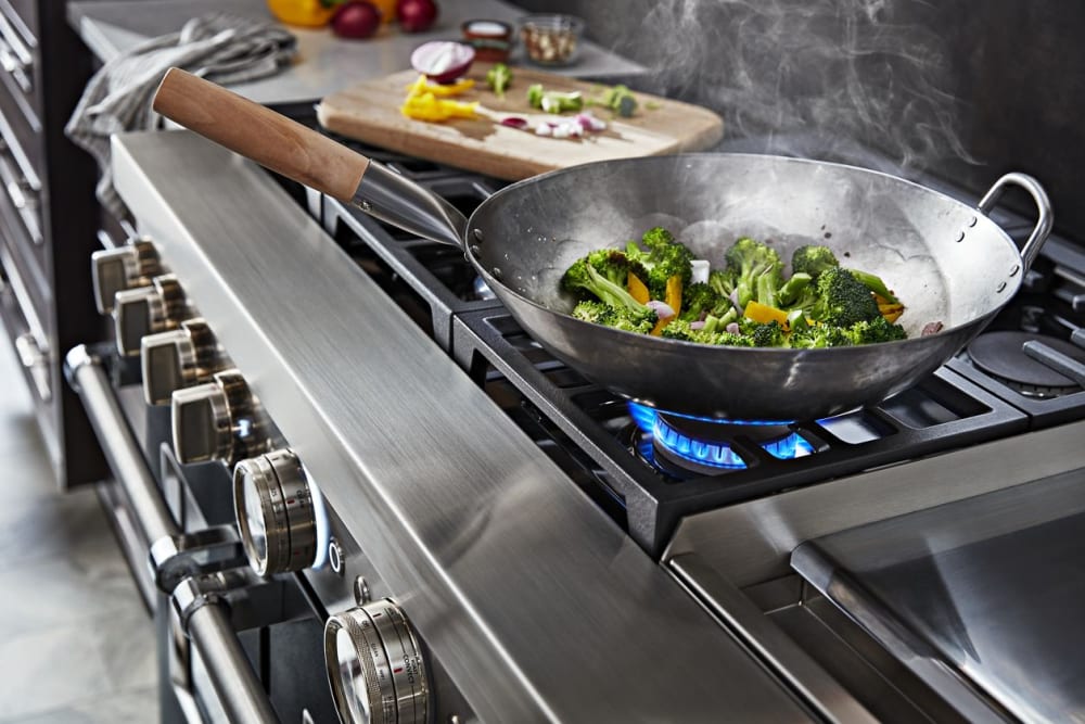 KitchenAid KFDC558JBK 48 Freestanding Dual Fuel Smart Range with 6 ...