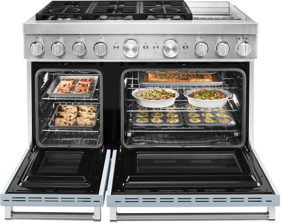 KitchenAid KFDC558JMB 48 Freestanding Dual Fuel Smart Range with 6 ...
