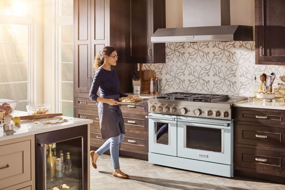 KitchenAid KFDC558JMB 48 Freestanding Dual Fuel Smart Range with 6 ...