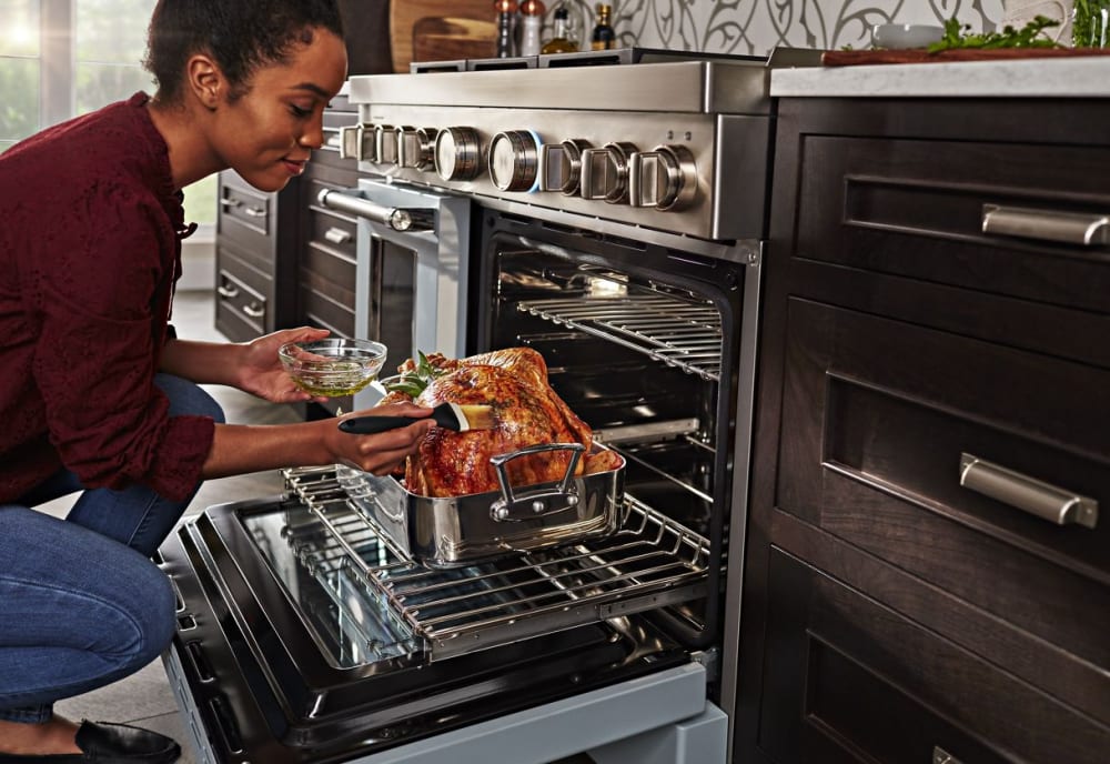 KitchenAid KFDC558JMB 48 Freestanding Dual Fuel Smart Range with 6 ...