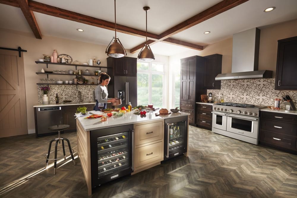 KitchenAid KFDC558JMH 48 Freestanding Dual Fuel Smart Range with 6 ...