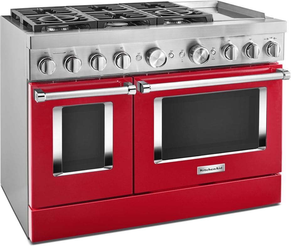 KitchenAid KFDC558JPA 48 Freestanding Dual Fuel Smart Range with 6 ...