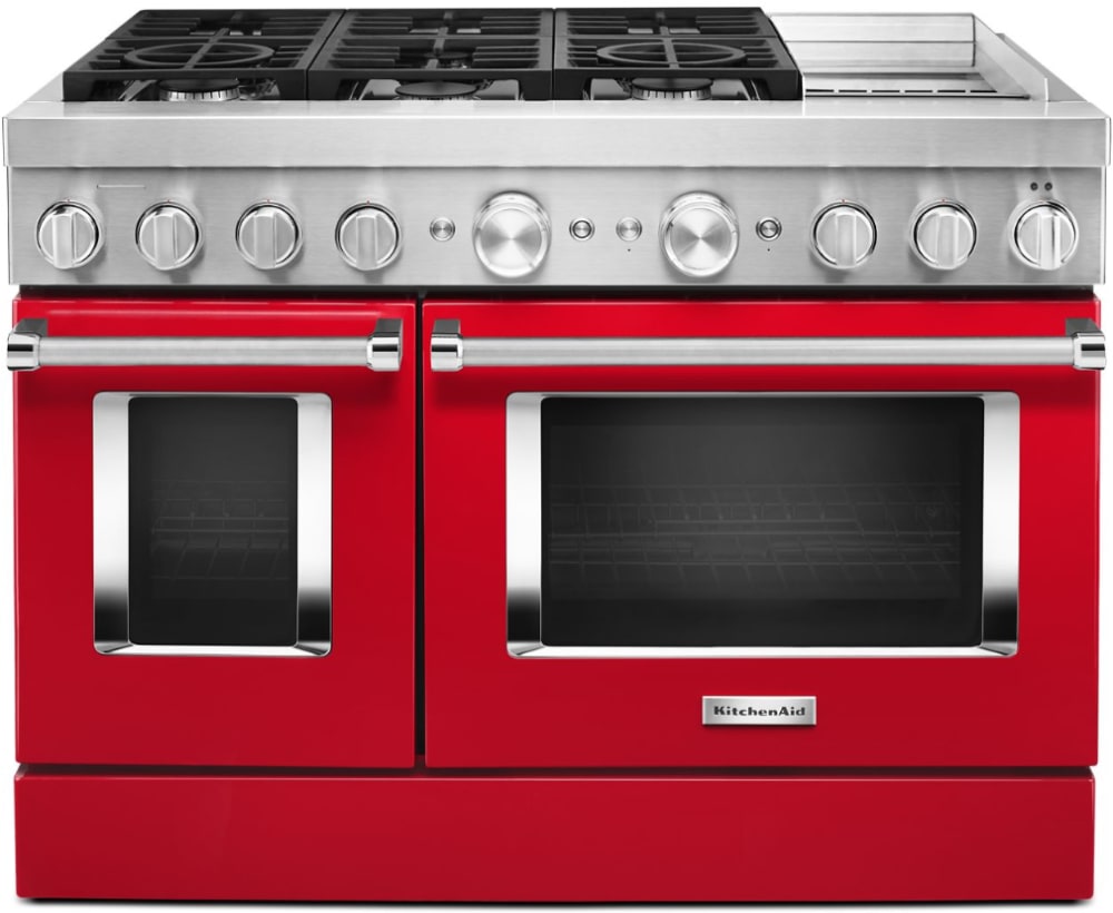 KitchenAid KFDC558JPA 48 Freestanding Dual Fuel Smart Range with 6 ...