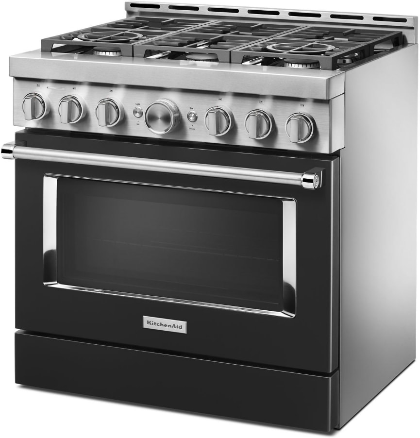 KitchenAid KFGC506JBK 36 Inch Smart Commercial Style Gas Range with 6 ...