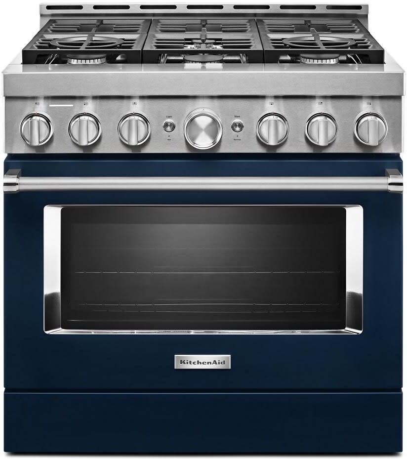 KitchenAid KFGC506JIB 36 Inch Smart Commercial Style Gas Range with 6 ...