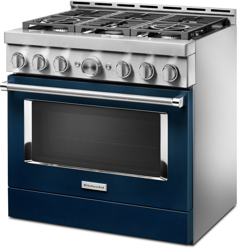 KitchenAid KFGC506JIB 36 Inch Smart Commercial Style Gas Range with 6 ...