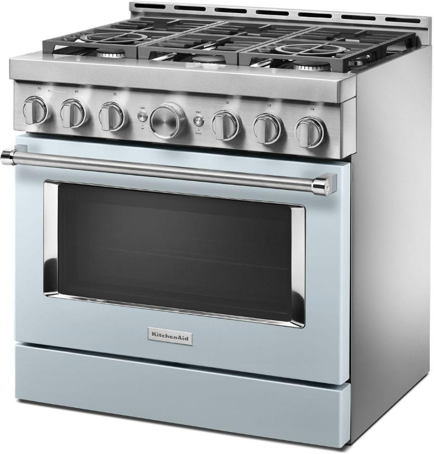 KitchenAid KFGC506JMB 36 Inch Smart Commercial Style Gas Range with 6 ...