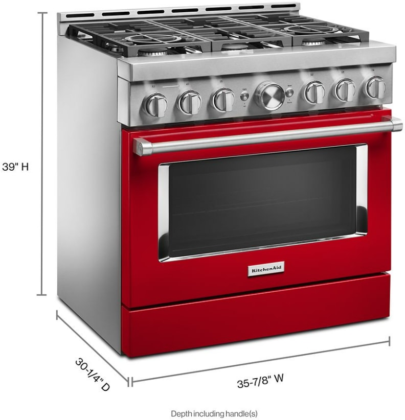KitchenAid KFGC506JPA 36 Inch Smart Commercial Style Gas Range with 6 ...