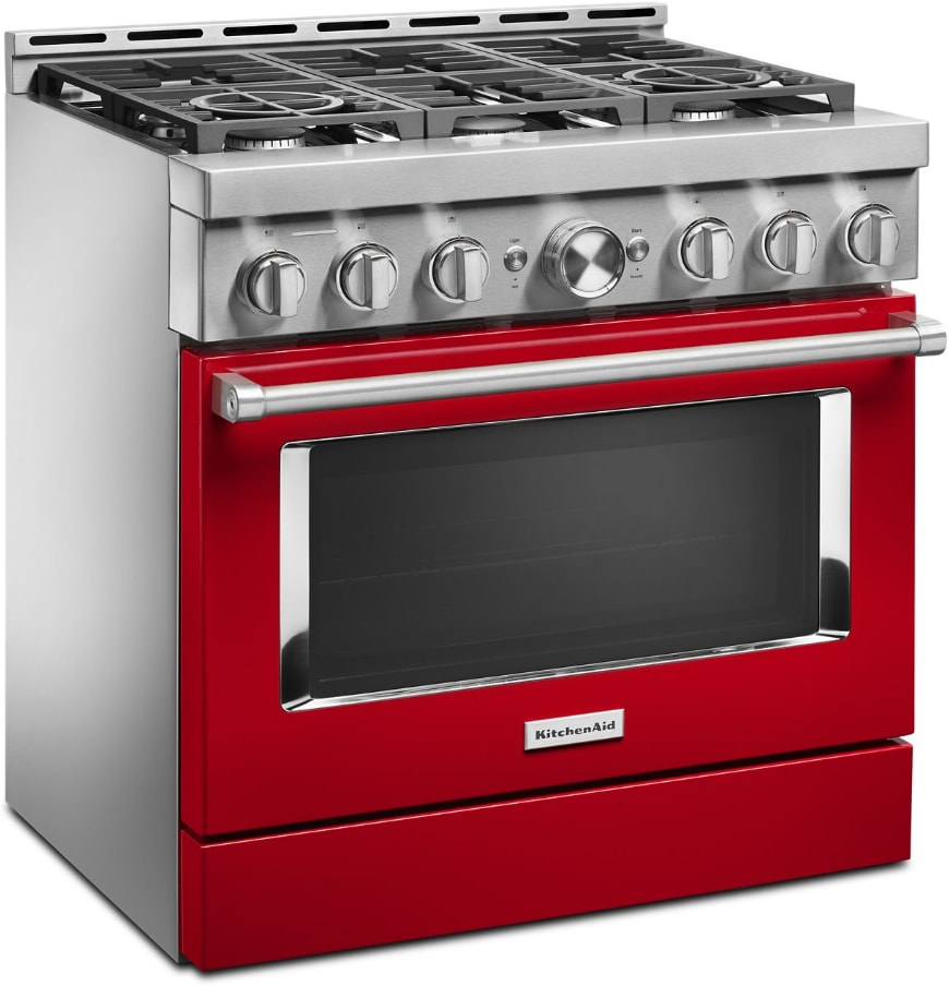 KitchenAid KFGC506JPA 36 Inch Smart Commercial Style Gas Range with 6 ...