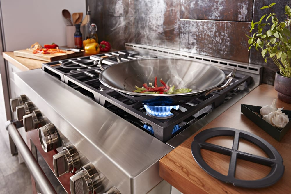 KitchenAid KFGC506JSC 36 Inch Smart Commercial Style Gas Range with 6 ...