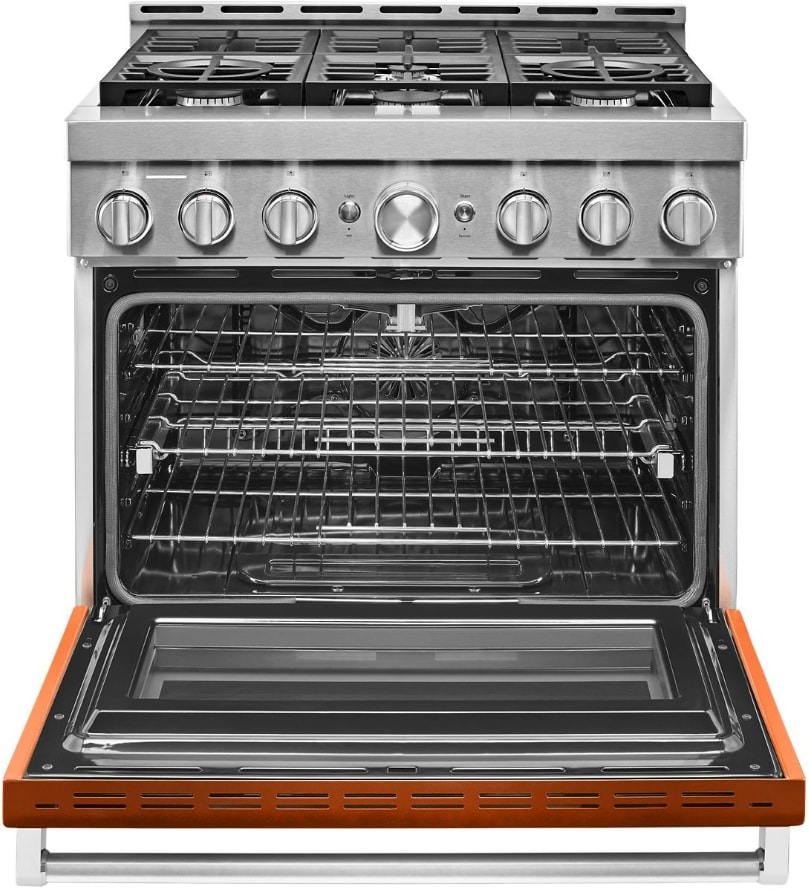 KitchenAid KFGC506JSC 36 Inch Smart Commercial Style Gas Range with 6 ...