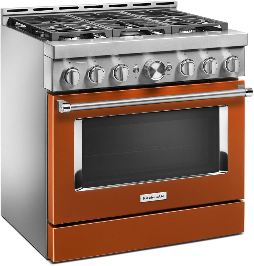 KitchenAid KFGC506JSC 36 Inch Smart Commercial Style Gas Range with 6 ...