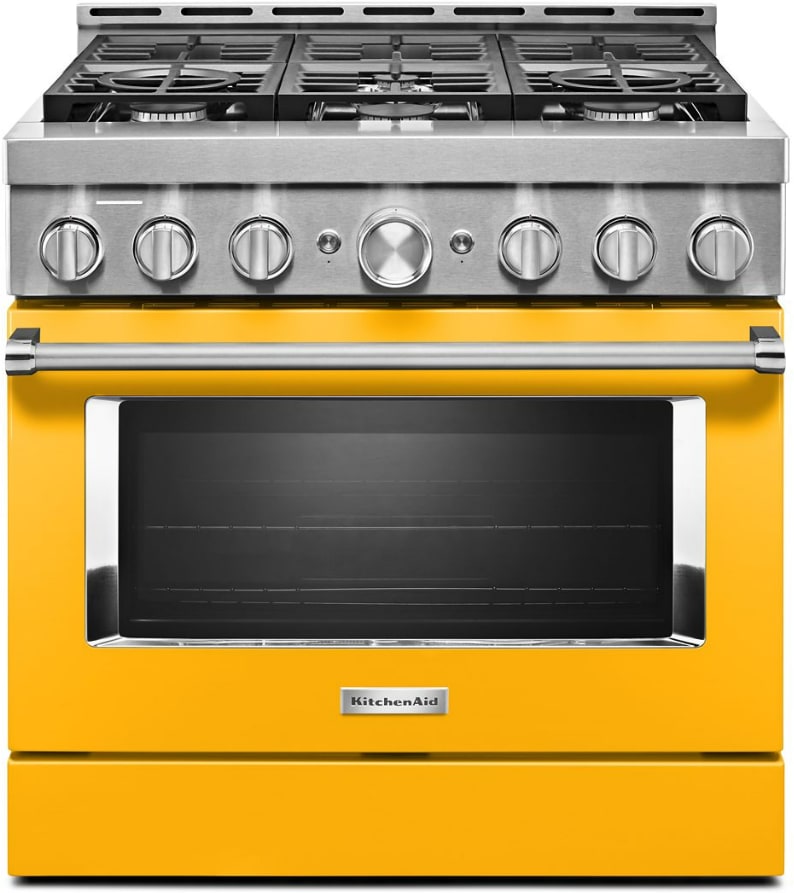 KitchenAid KFGC506JYP 36 Inch Smart Commercial Style Gas Range with 6 ...