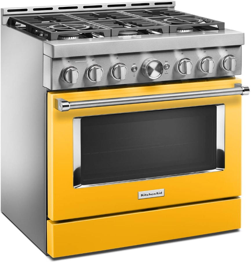 KitchenAid KFGC506JYP 36 Inch Smart Commercial Style Gas Range with 6 ...