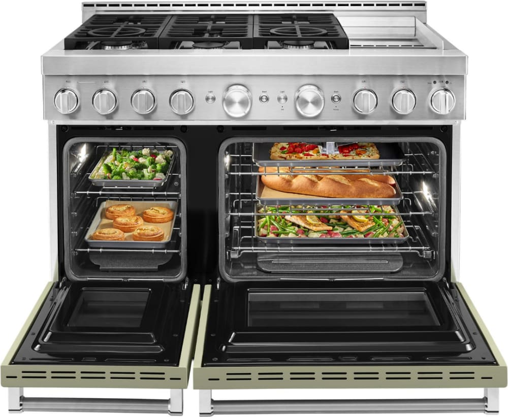 KitchenAid KFGC558JAV 48 Inch Smart Commercial Style Gas Range with 6 ...