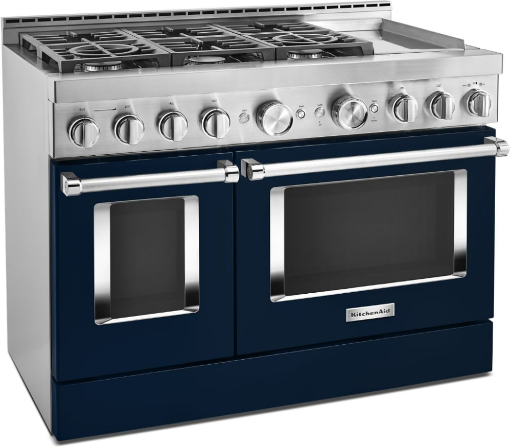 KitchenAid KFGC558JIB 48 Inch Smart Commercial Style Gas Range with 6 ...