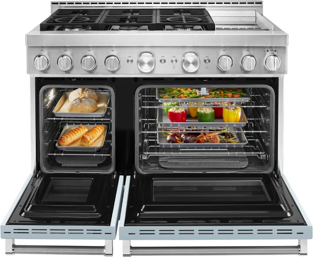 KitchenAid KFGC558JMB 48 Inch Smart Commercial Style Gas Range with 6 ...