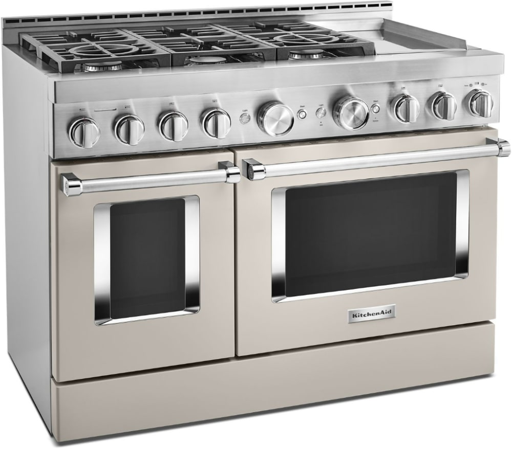 KitchenAid KFGC558JMH 48 Inch Smart Commercial Style Gas Range with 6 ...