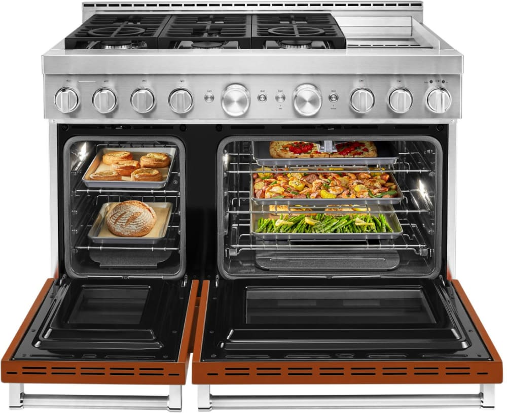 KitchenAid KFGC558JSC 48 Inch Smart Commercial Style Gas Range with 6 ...