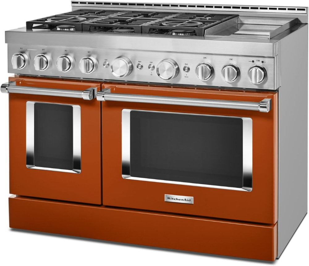 KitchenAid KFGC558JSC 48 Inch Smart Commercial Style Gas Range with 6 ...