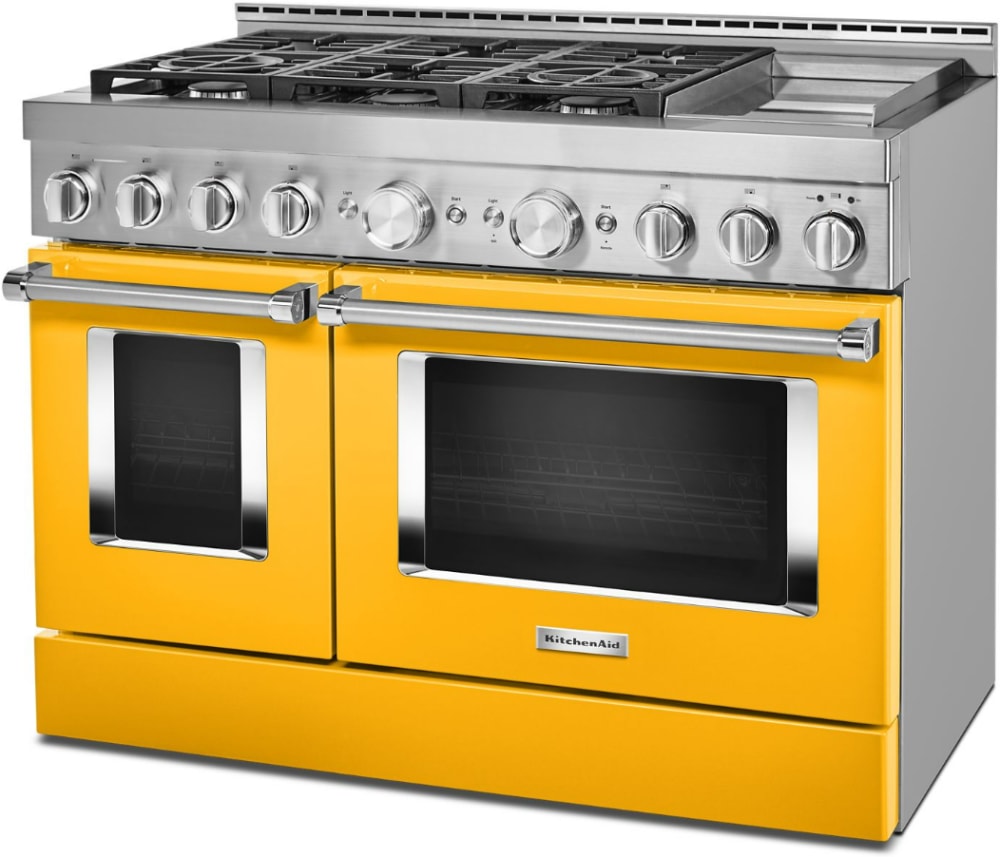 KitchenAid KFGC558JYP 48 Inch Smart Commercial Style Gas Range with 6 ...