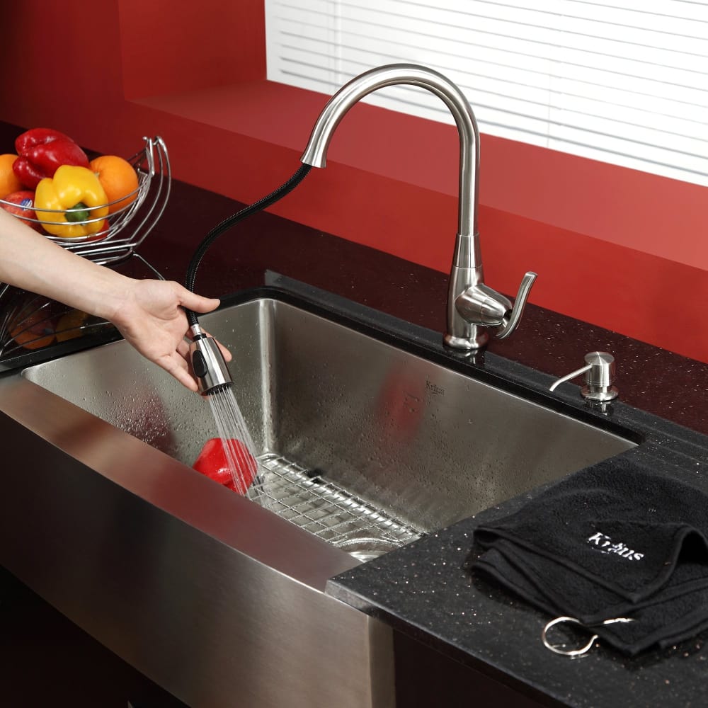 Kraus KHF20030KPF2230KSD30SN 30 Inch Farmhouse Single Bowl Stainless ...