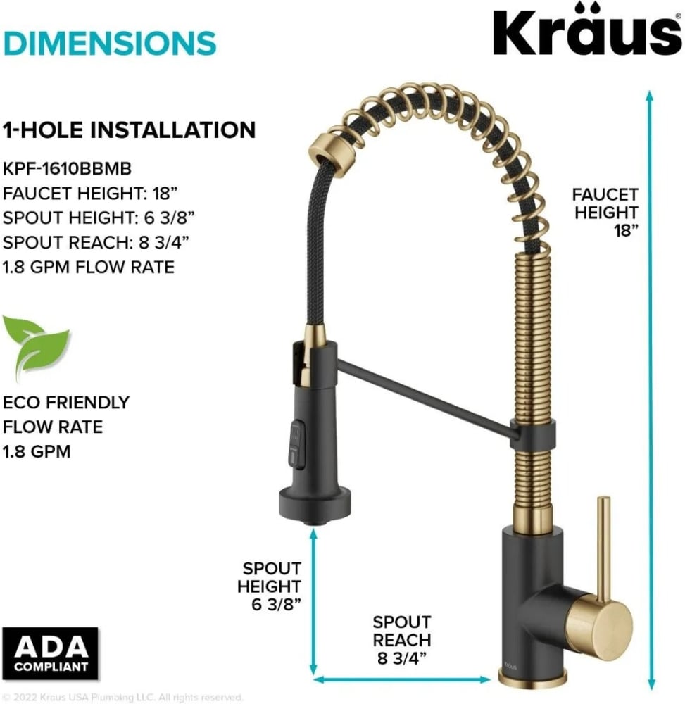 Kraus KPF1610BBMB Single Handle Pull Down Commercial Style Kitchen ...