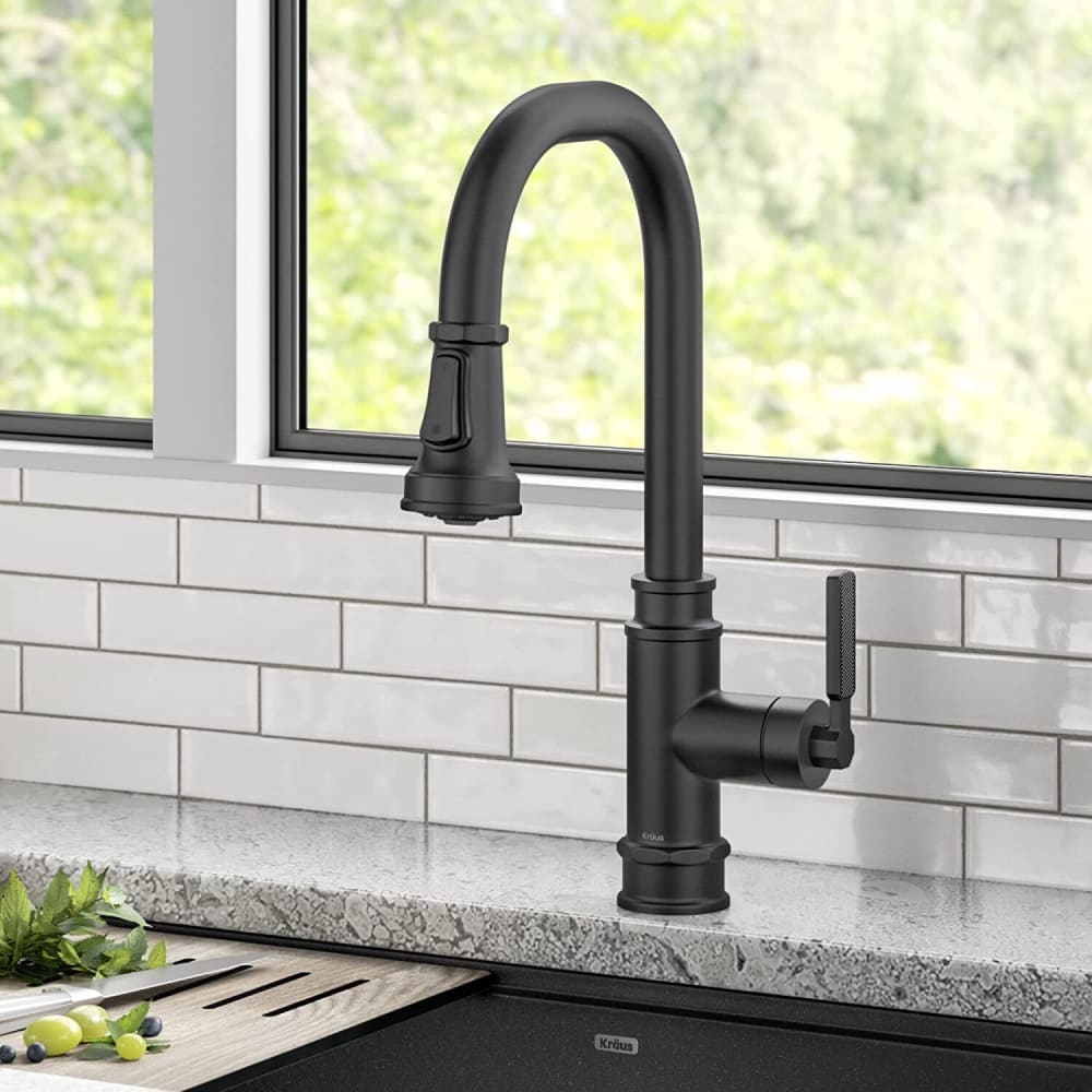 Kraus KPF4101MB Transitional Industrial Pull-Down Single Handle Kitchen ...