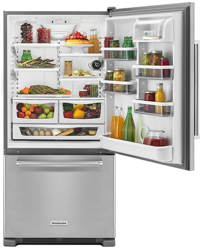 KitchenAid KRBR102ESS 33 Inch Bottom Mount Refrigerator with 22 cu. ft ...