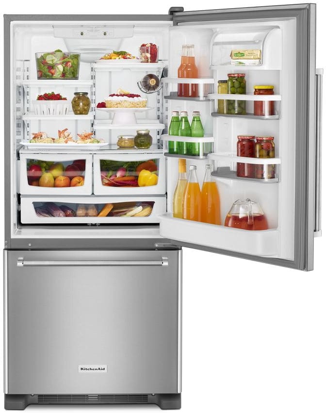 KitchenAid KRBR109ESS 30 Inch Bottom Mount Refrigerator with 19 cu. ft ...