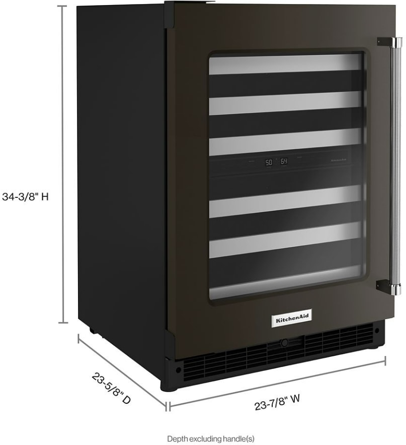 KitchenAid KUWL314KBS 24 Inch Under Counter Dual Zone Wine Cellar with ...
