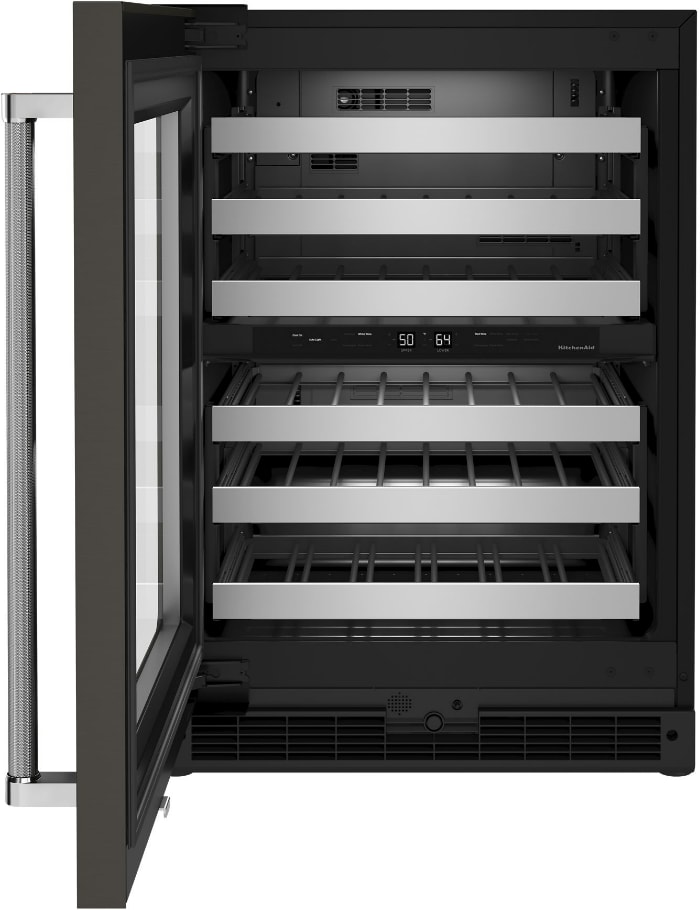 KitchenAid KUWL314KBS 24 Inch Under Counter Dual Zone Wine Cellar with ...