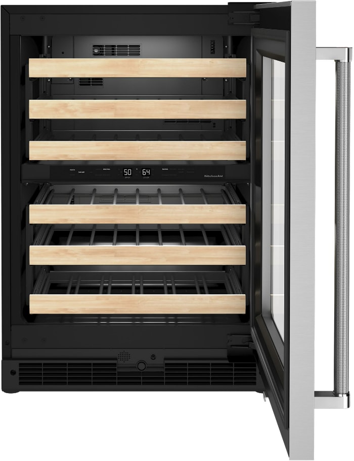 KitchenAid KUWR214KSB 24 Inch Undercounter Wine Cellar with Wood-Front ...