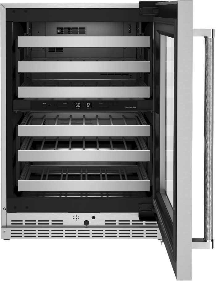 KitchenAid KUWR314KSS 24 Inch Under Counter Dual Zone Wine Cellar with ...