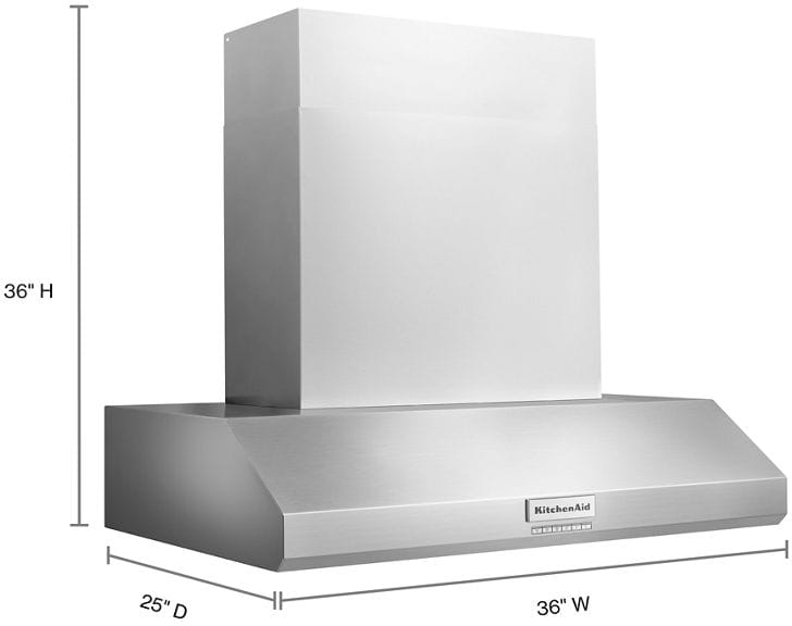 KitchenAid KVWC956KSS 36 Inch Wall Mount Canopy Range Hood with Four ...