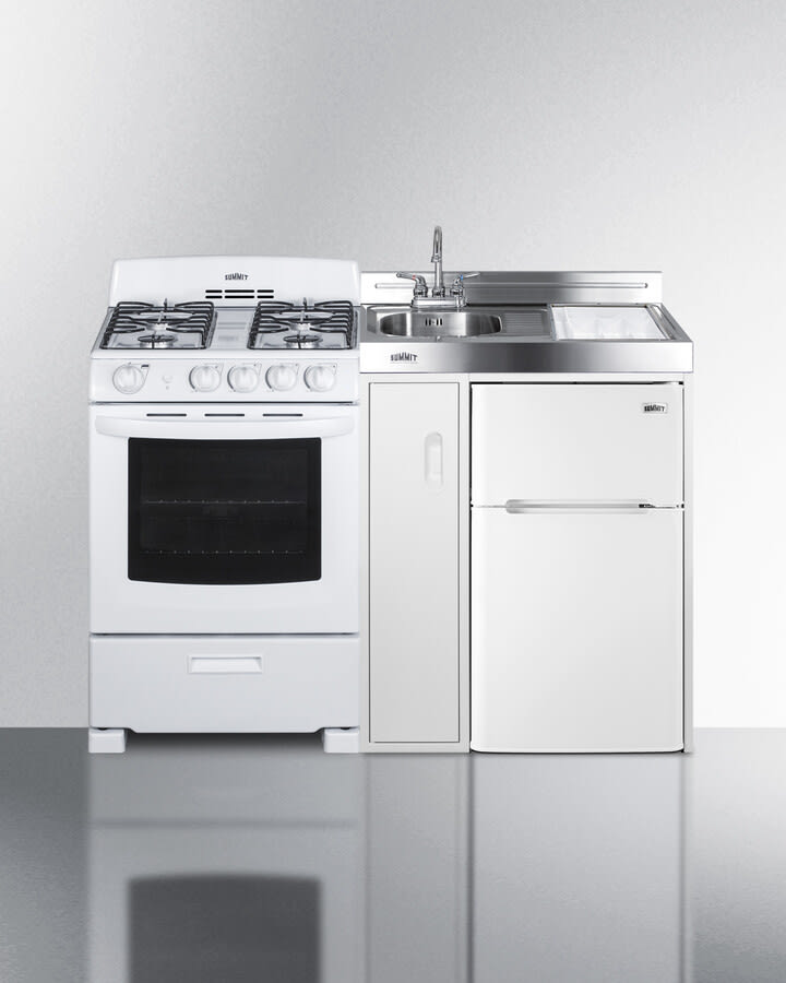 Summit ACK54GASW 54 Inch All-In-One Kitchenette with Gas Range, 2-Door ...