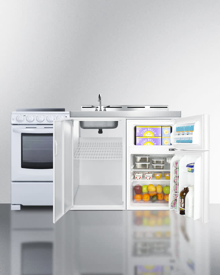 Summit ACK60ELSTW 60 Inch All-in-One Kitchenette with Electric Range ...