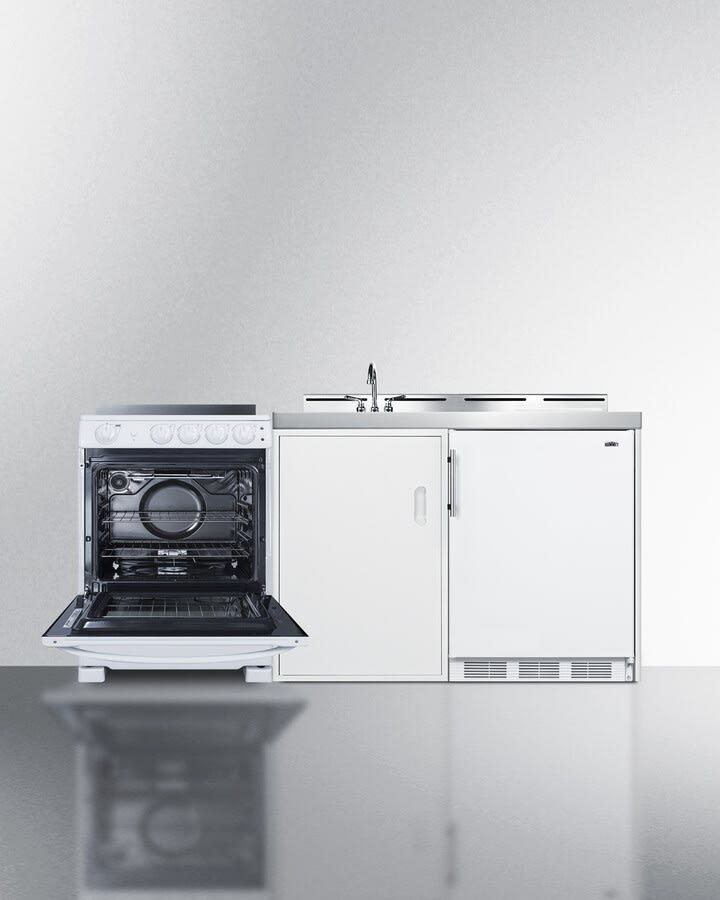 Summit ACK72ELSTW 72 Inch All-In-One Kitchenette with Electric Range ...