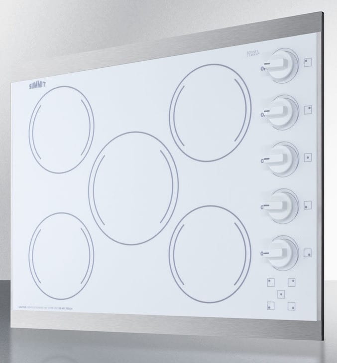 Summit CRS5B14W 27 Inch Electric Cooktop With 5 Radiant Elements, 1,800 ...
