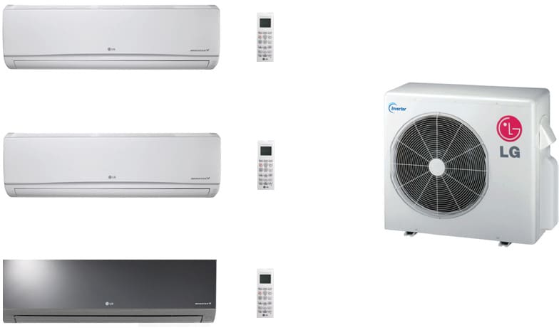 LG LGACMS24KA9 3 Room Mini Split System with Heat Pump, Low Ambient ...