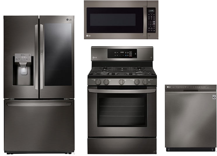 LG LGRERADWMW10727 4 Piece Kitchen Appliances Package with French Door ...