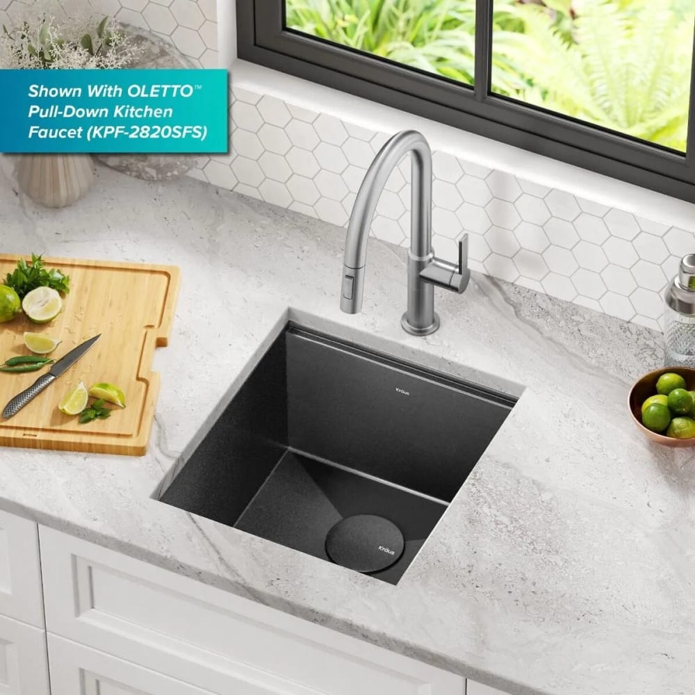 Kraus KWU110117PGM Kore™ Undermount Workstation Single Bowl Kitchen ...
