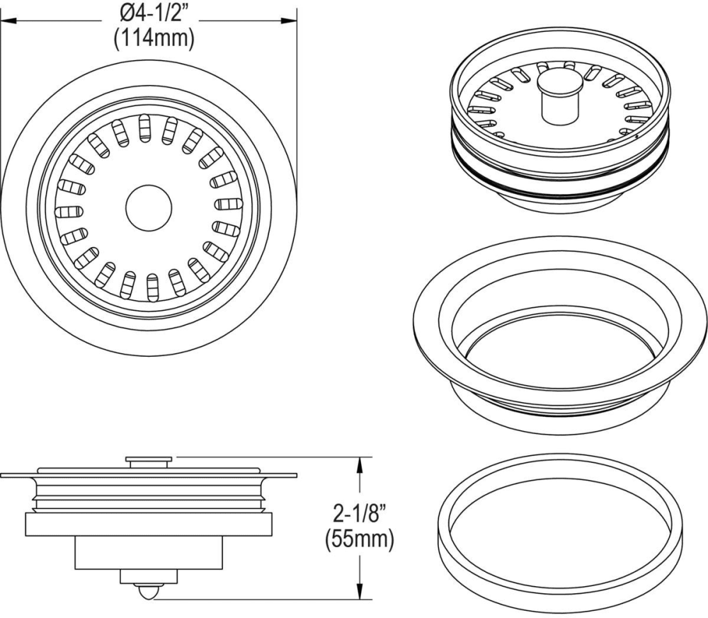 Elkay LKQS35JB Elkay Polymer Drain Fitting with Removable Basket ...