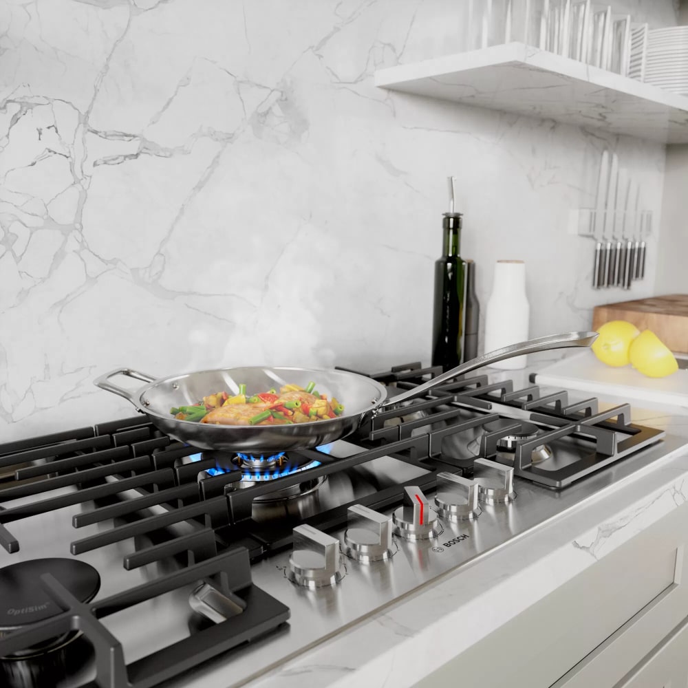 Bosch NGM8658UC 36 Inch Gas Cooktop with 5 Sealed Burners, Heavy-Duty ...