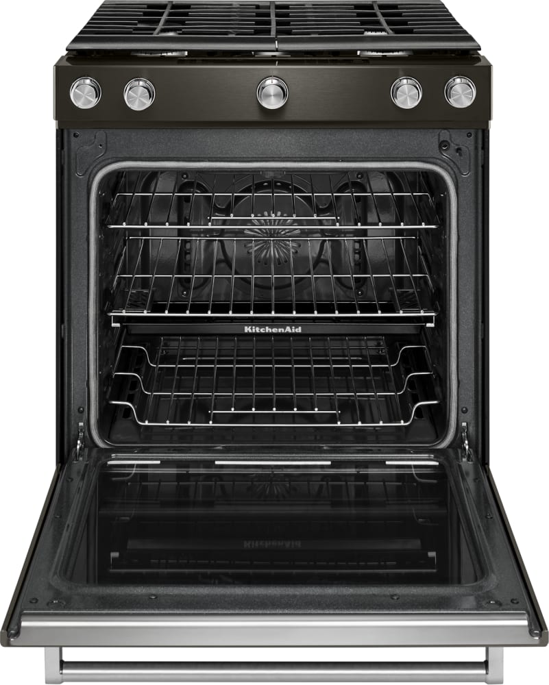 KitchenAid KSGG700EBS 30 Inch Slide-In Gas Range with 5 Sealed Burners ...
