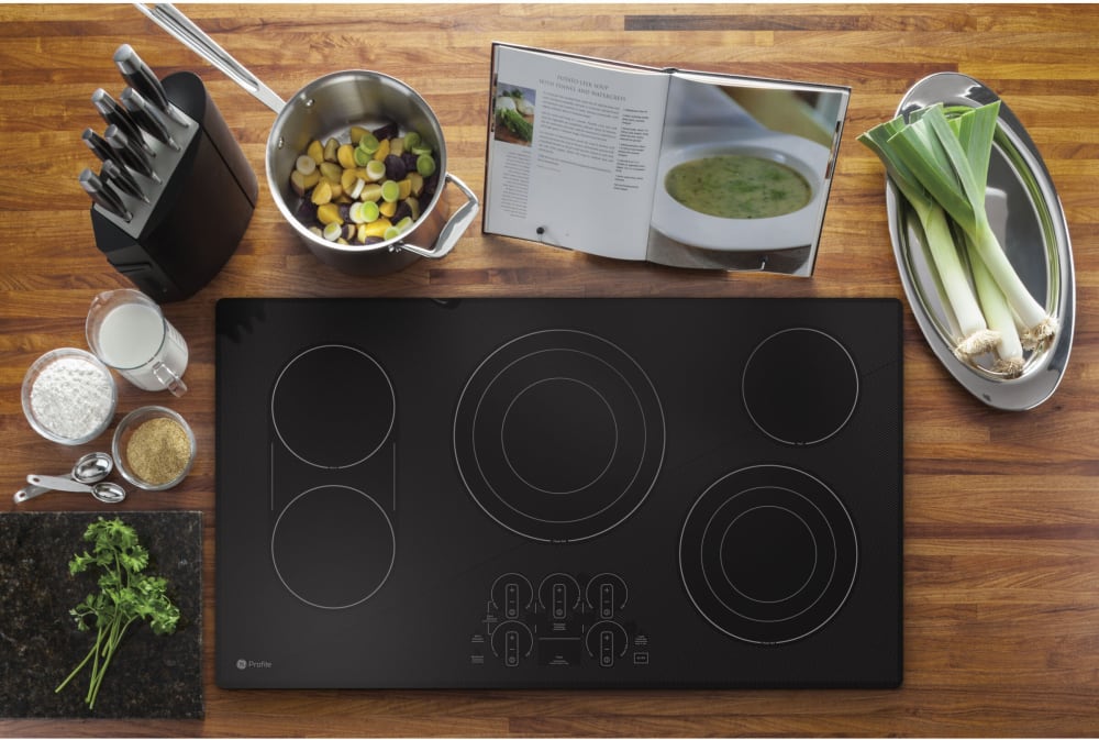 GE PEP9036DTBB 36 Inch Electric Smart Cooktop with 5 Elements, Smooth ...