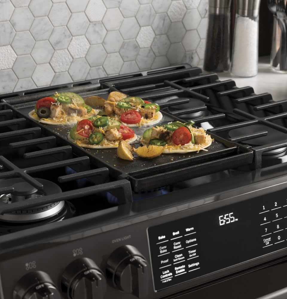 GE PGS930FELDS 30 Inch Smart Slide-In Gas Range with WiFi Connect, True ...