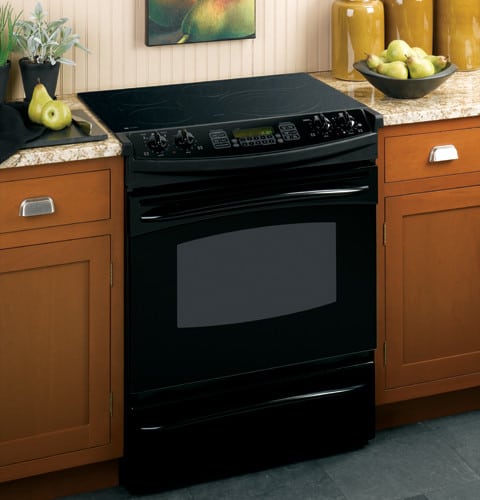 GE JS968BKBB 30 Inch Slide-in Electric Range with 5 Radiant Elements ...